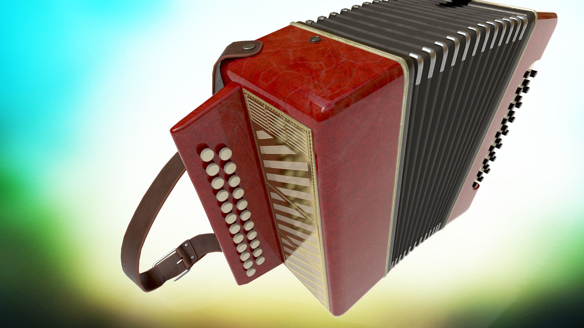 3D Musical Instrument Accordion Button Accordion Low-poly Model ...