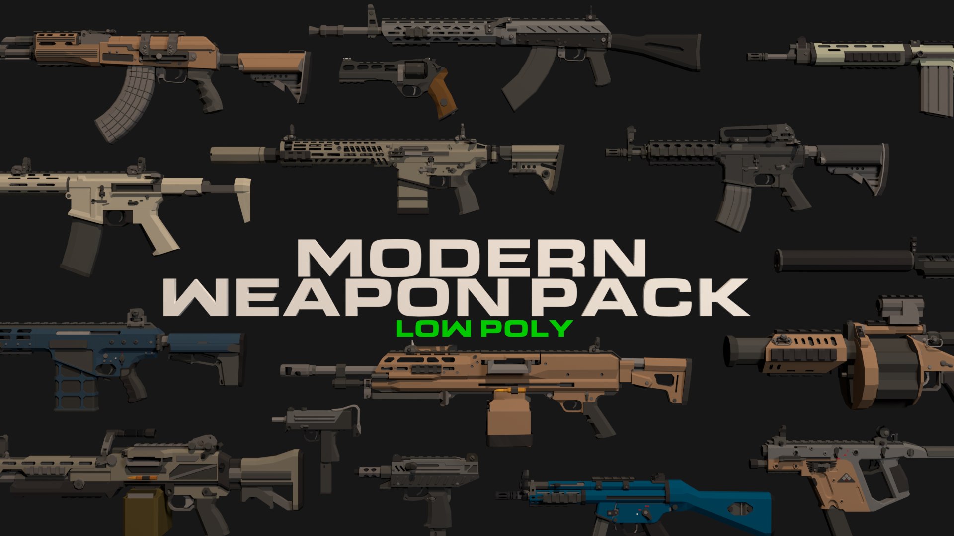 3D Low Poly Modern Weapon Pack V1 - TurboSquid 2347571