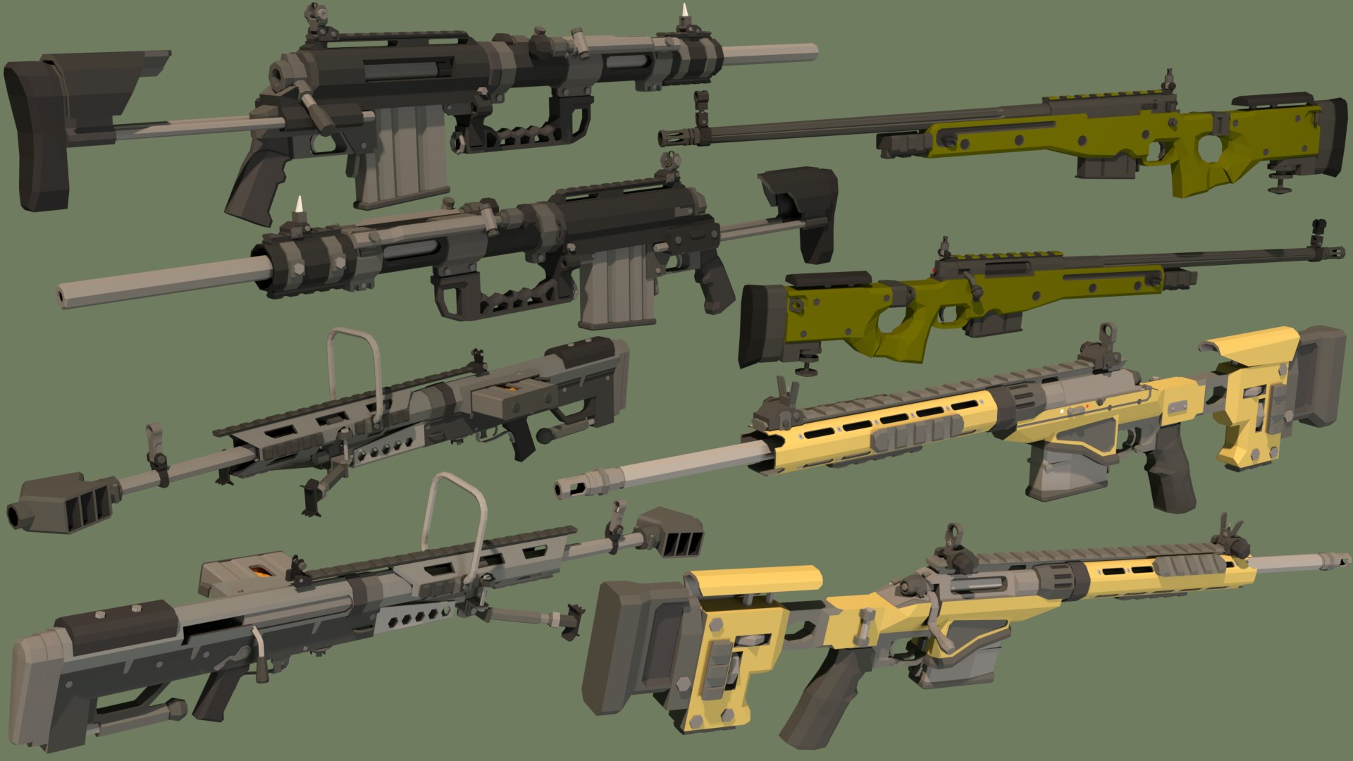 3D Low Poly Modern Weapon Pack V1 - TurboSquid 2347571