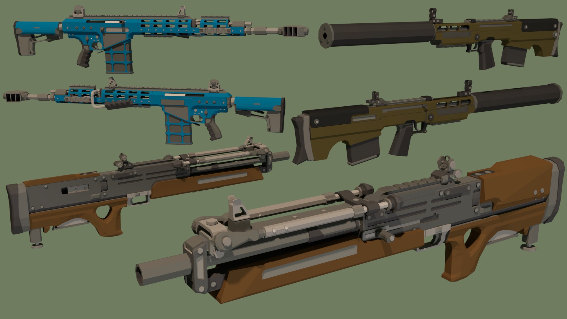 3D Low Poly Modern Weapon Pack V1 - TurboSquid 2347571