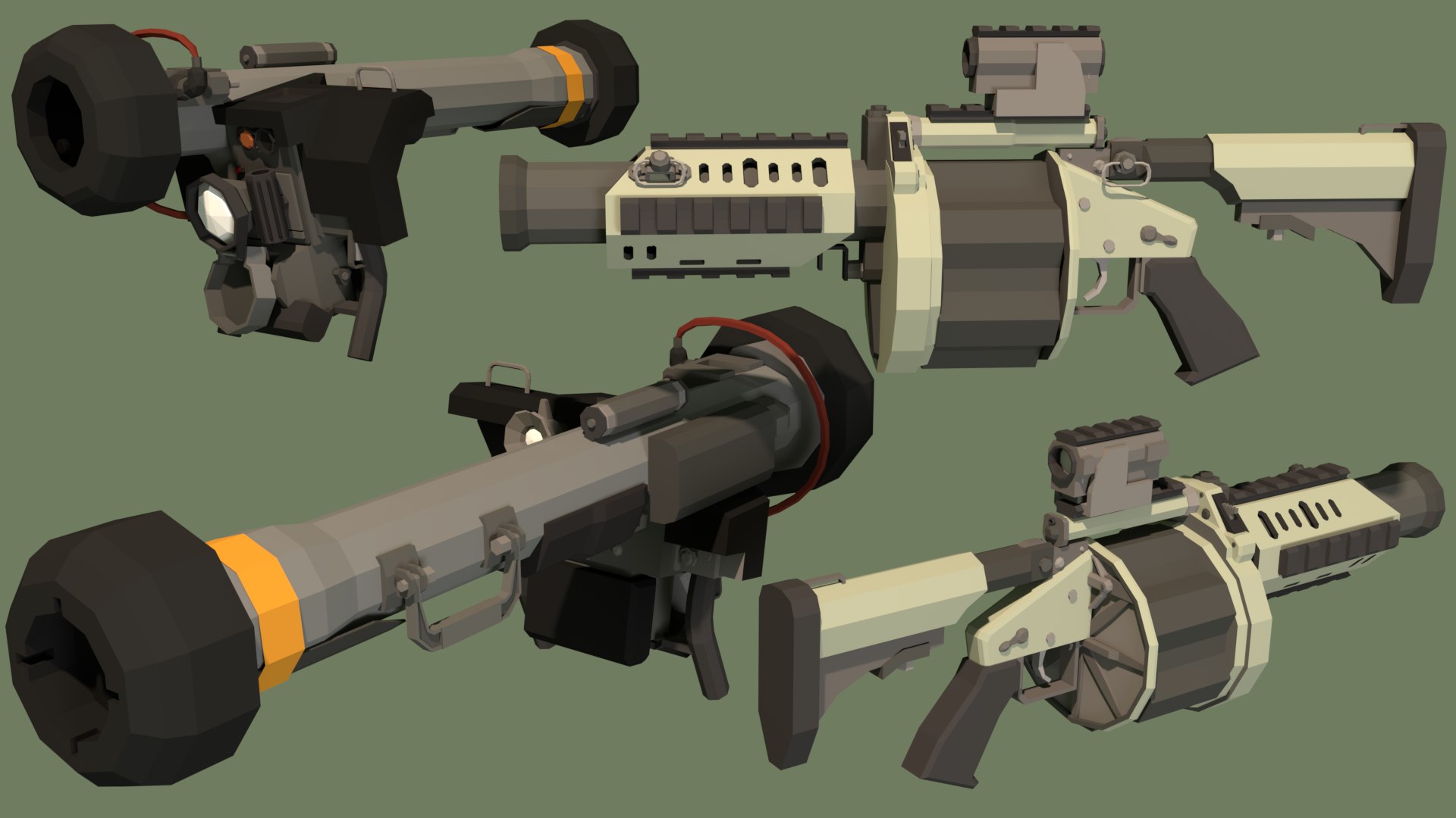 3D Low Poly Modern Weapon Pack V1 - TurboSquid 2347571