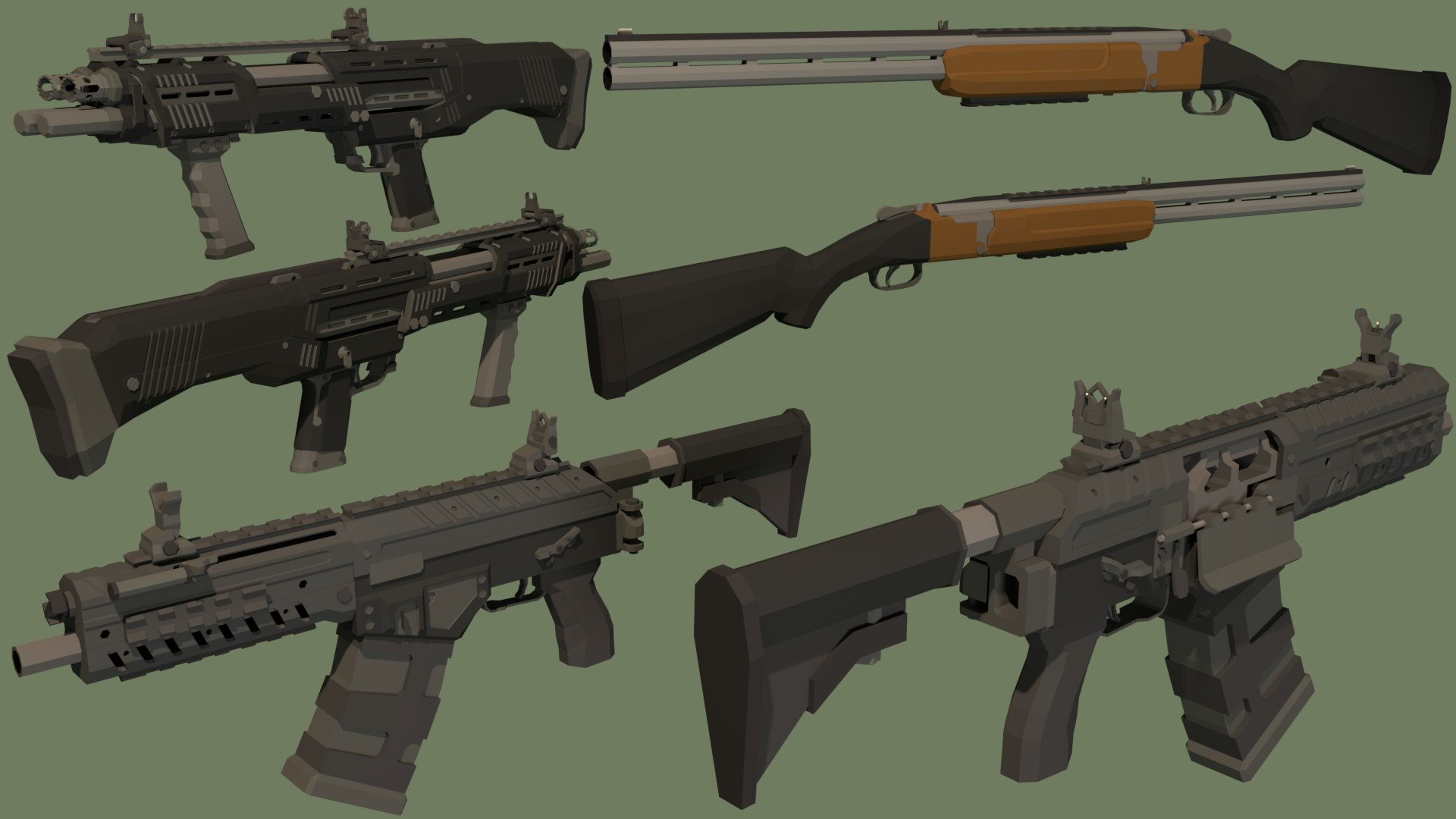 3D Low Poly Modern Weapon Pack V1 - TurboSquid 2347571
