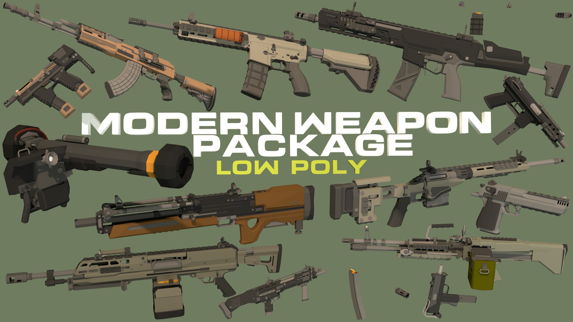 3D Low Poly Modern Weapon Pack V1 - TurboSquid 2347571