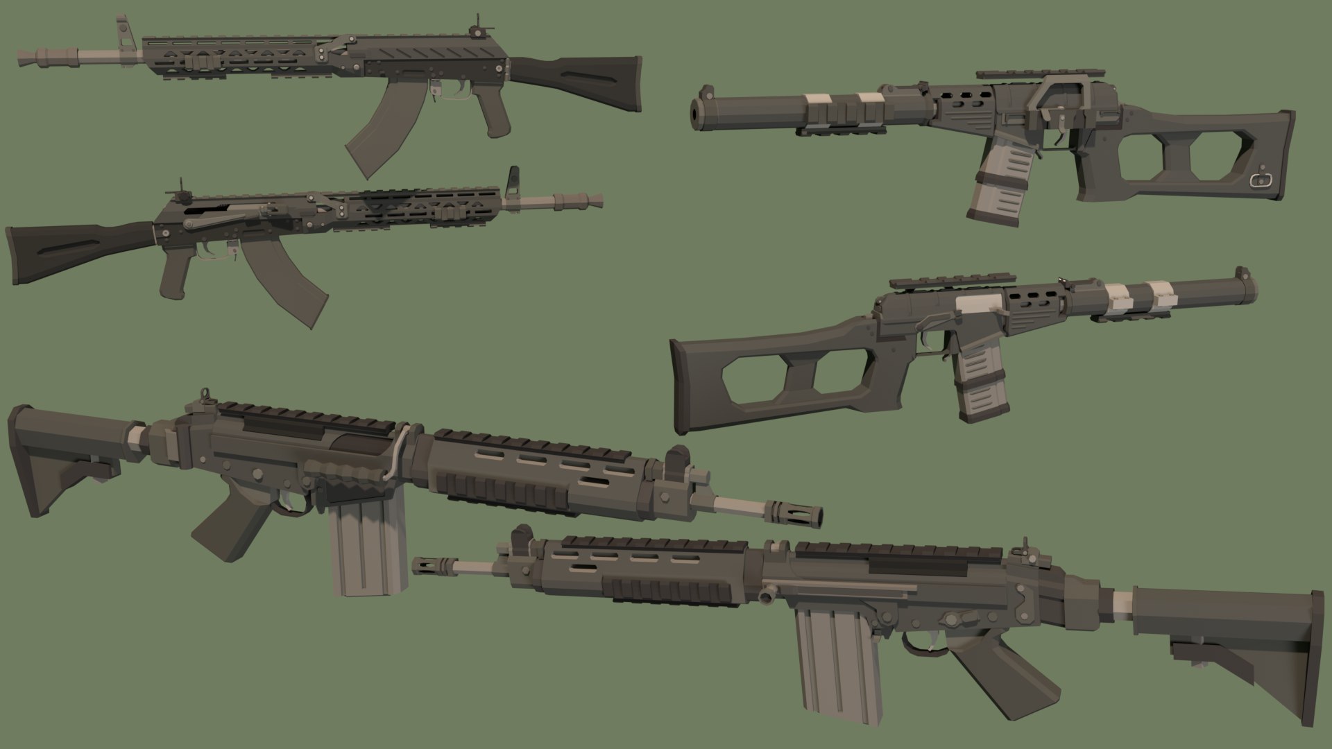 3D Low Poly Modern Weapon Pack V1 - TurboSquid 2347571
