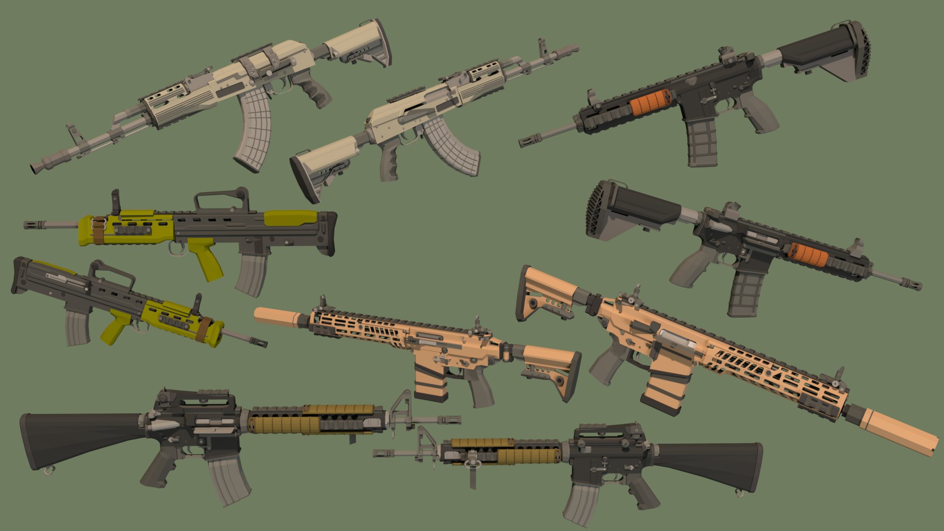3D Low Poly Modern Weapon Pack V1 - TurboSquid 2347571