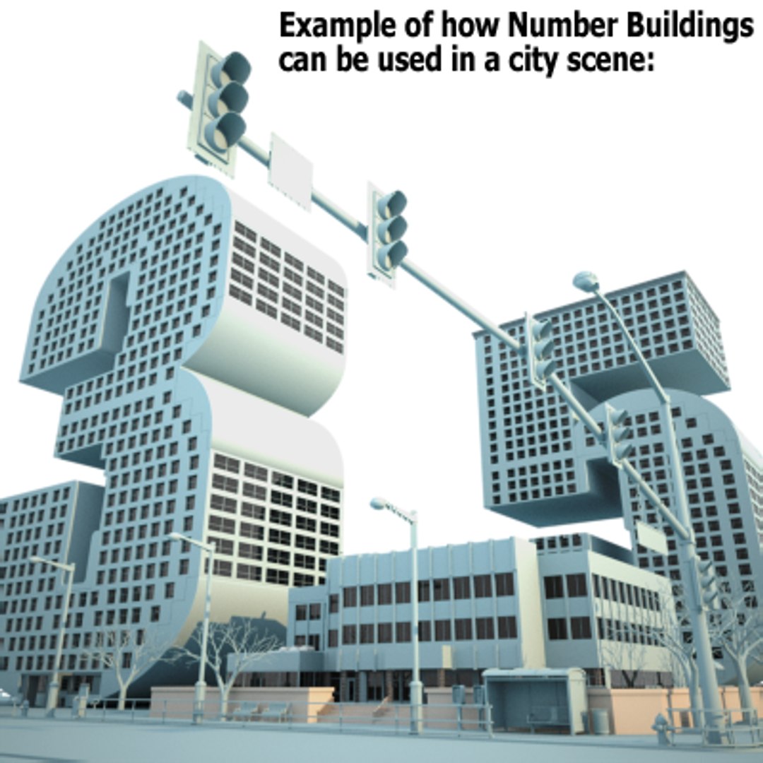 3d Buildings Shape Numbers Construction Model