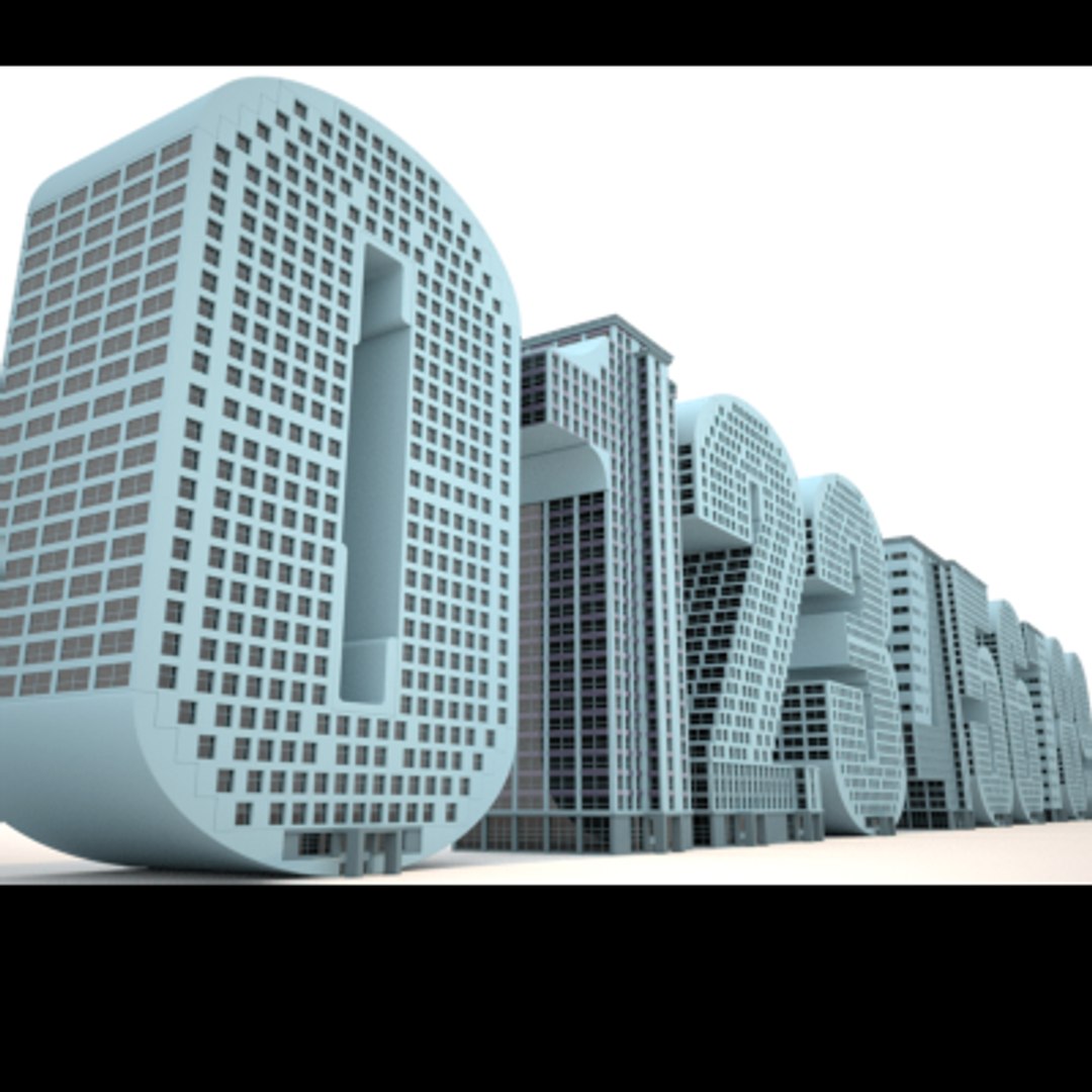 3d Buildings Shape Numbers Construction Model