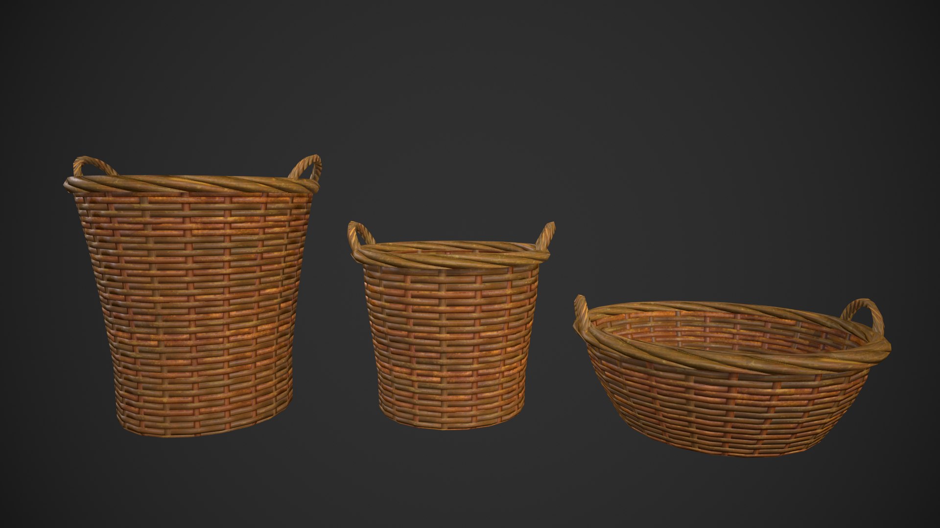 3D Woven Baskets Model - TurboSquid 1946723