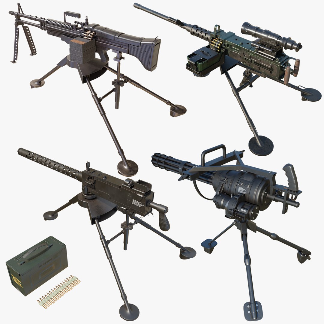 4 Machine Guns All PBR Unity UE Textures Included 3D - TurboSquid 2239601