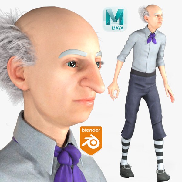 modelo 3d Personaje de dibujos animados Rigged Old Man-Sami modelo 3d ...