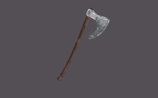 3d model medieval steel battle axe