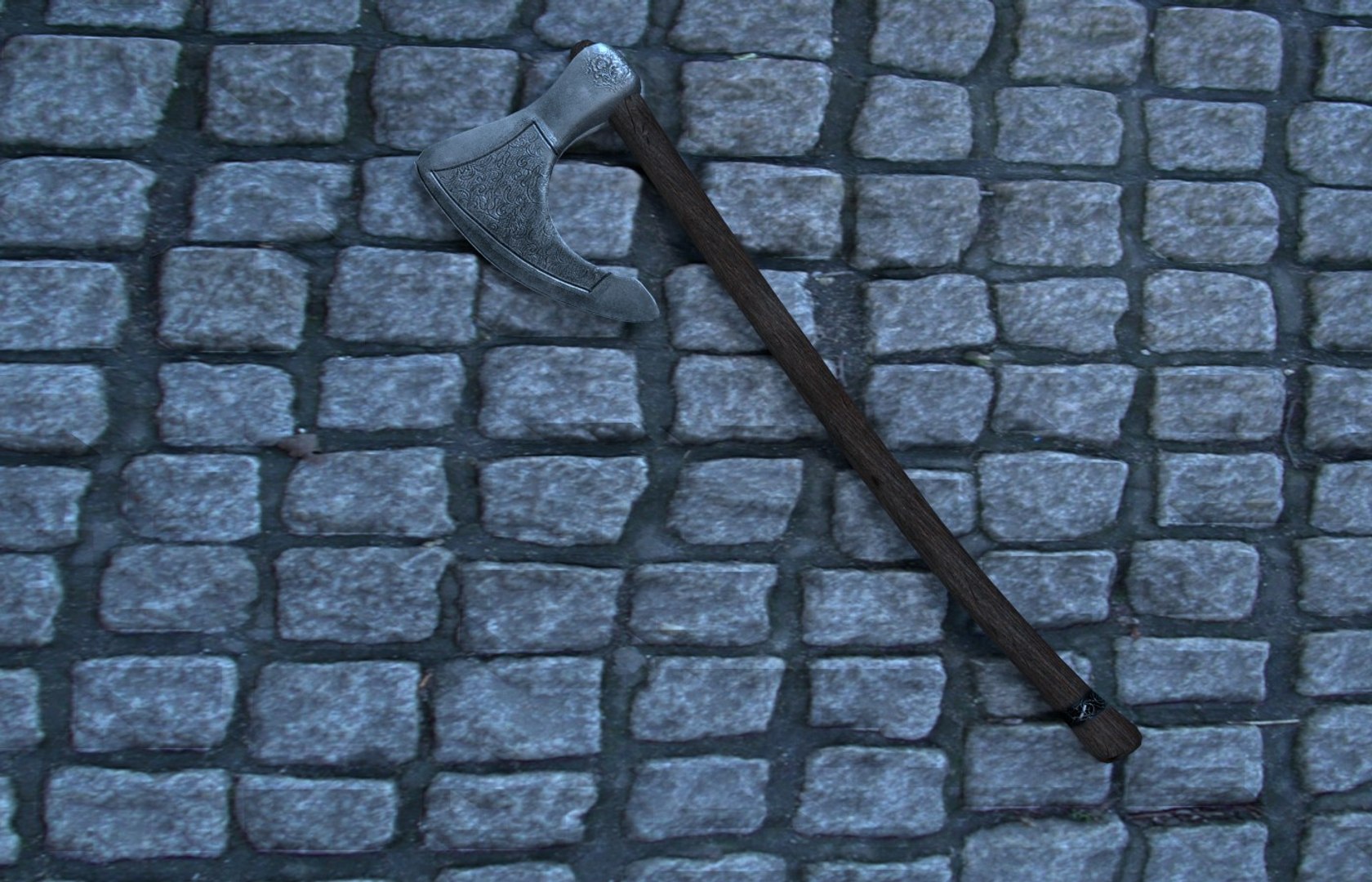3d model medieval steel battle axe
