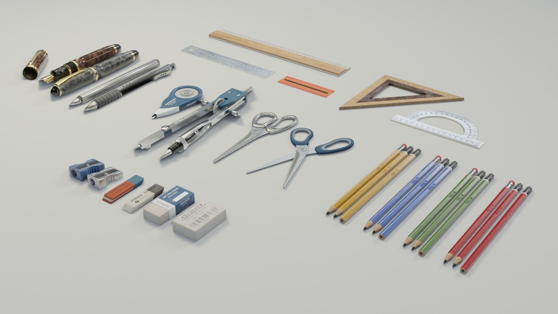 School Supplies Pack 3D Model - TurboSquid 1492073