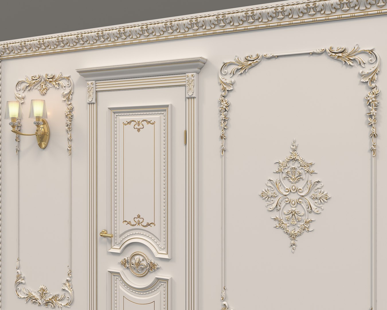 3D Wall Molding In Classic French Style 19 - TurboSquid 2198054