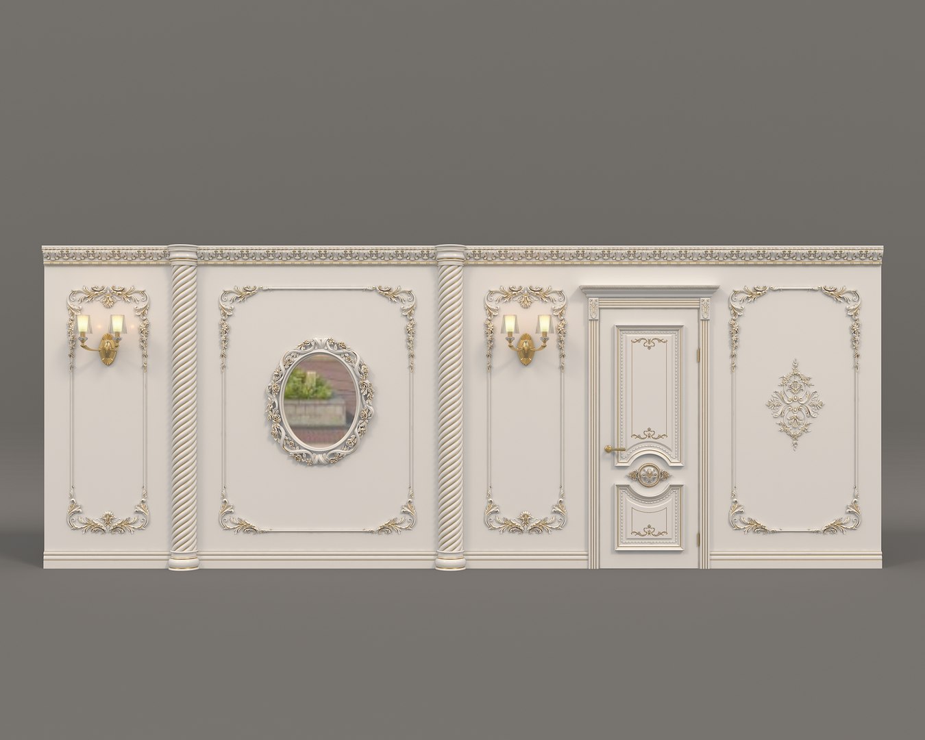 3D Wall Molding In Classic French Style 19 - TurboSquid 2198054