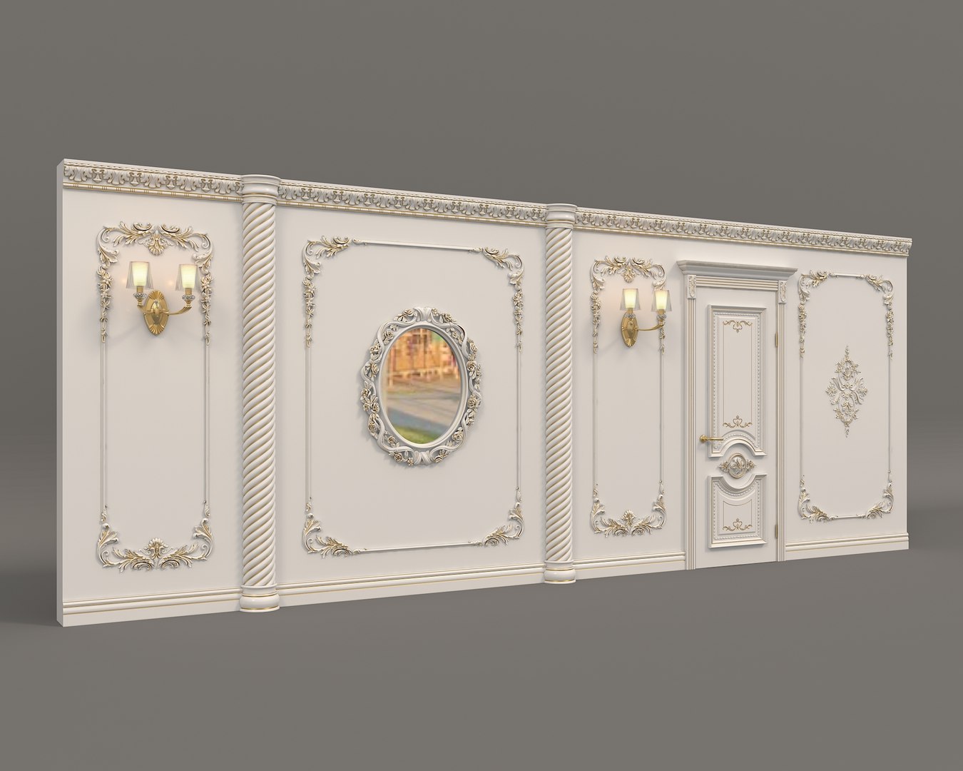 3D Wall Molding In Classic French Style 19 - TurboSquid 2198054