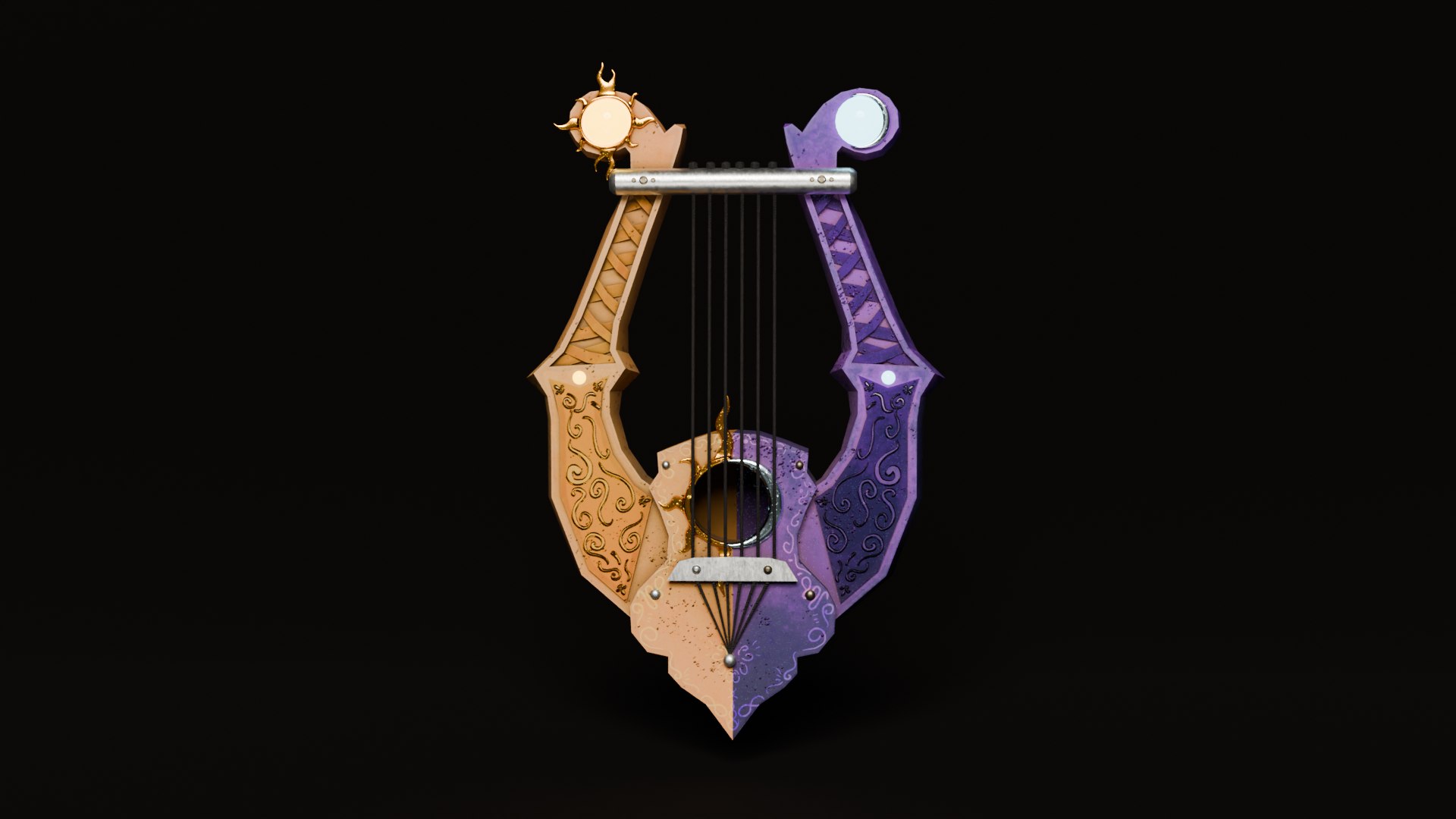 Fantasy Sun And Moon Lyre - Low Poly Game Ready 3D Model - TurboSquid ...