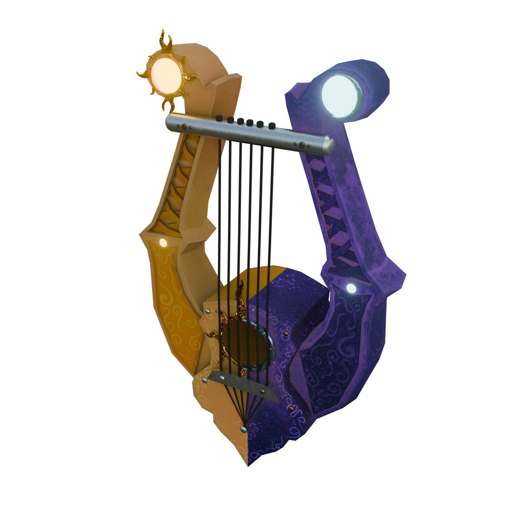 Fantasy Sun And Moon Lyre - Low Poly Game Ready 3D Model - TurboSquid ...