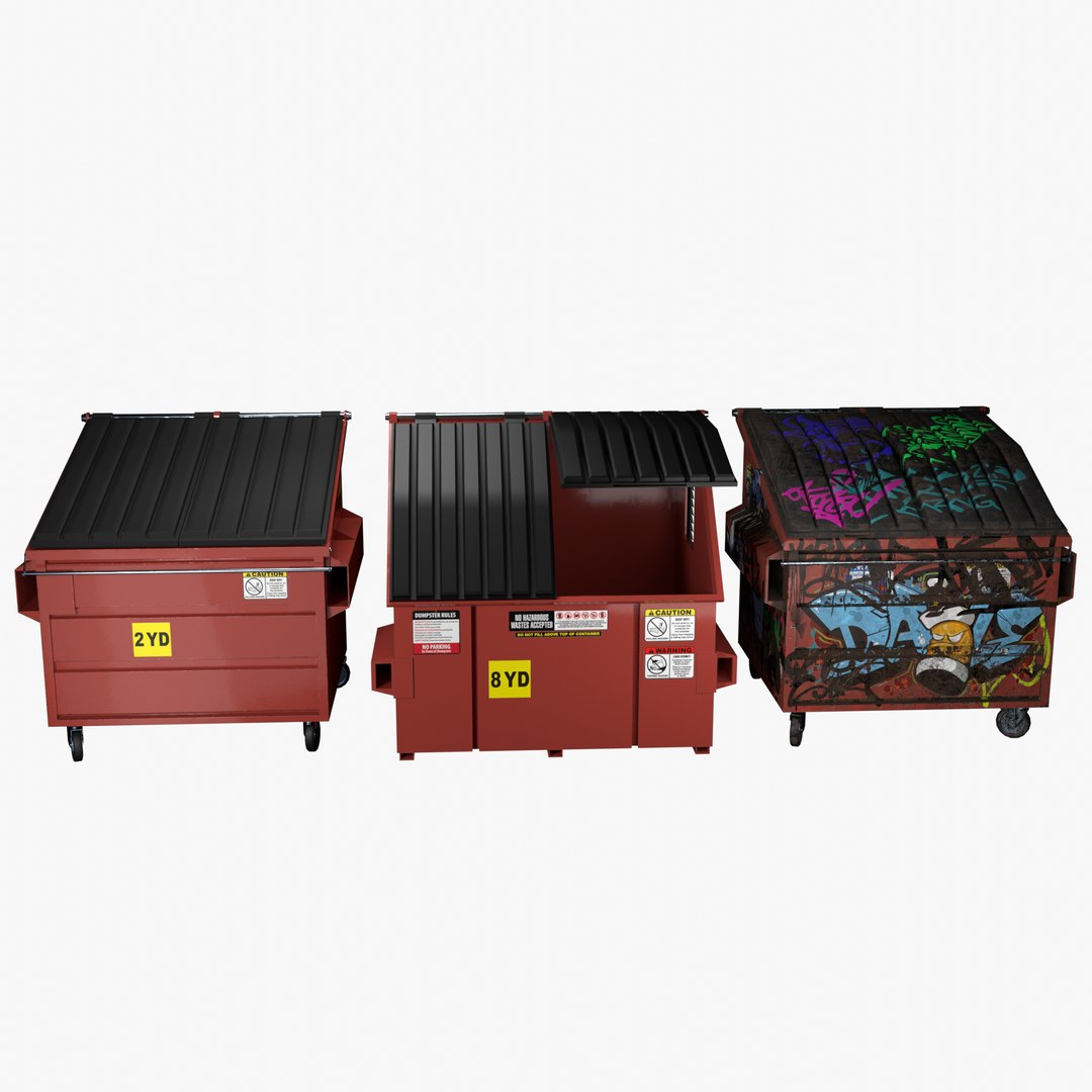 Red Dumpsters Collection 3D Model - TurboSquid 2172137