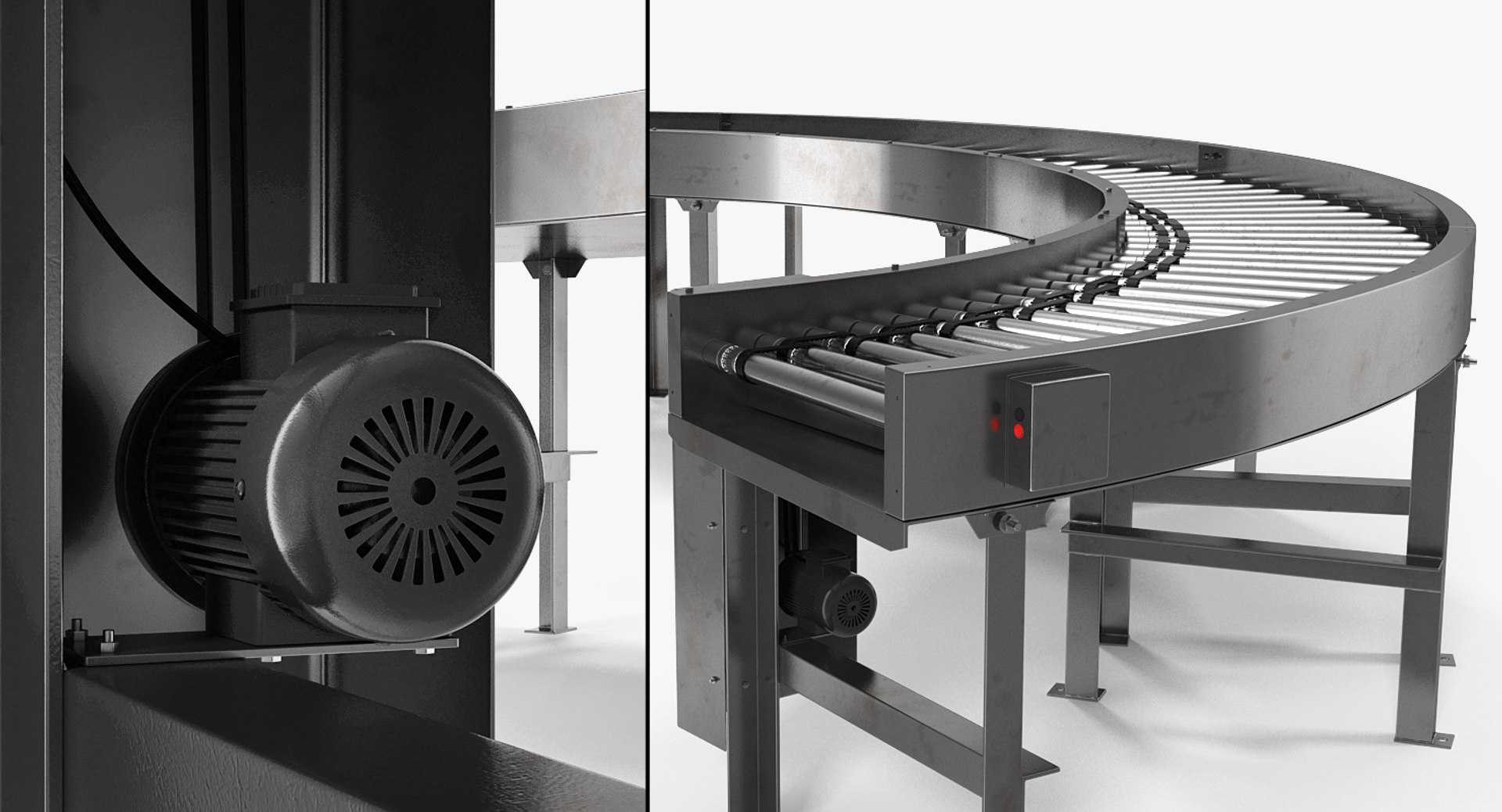 Bend Roller Conveyor Motorised 3D Model - TurboSquid 1329013