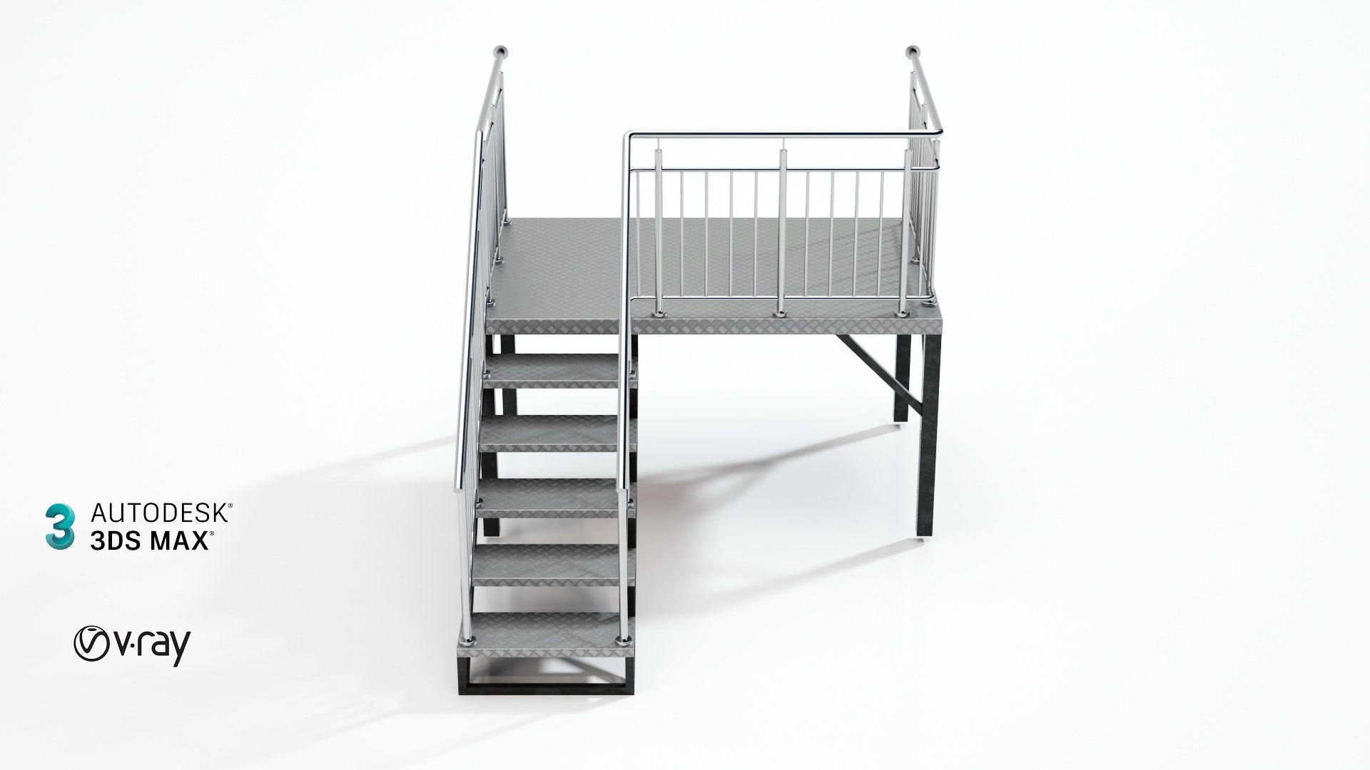 3D Metal Stairs Model - TurboSquid 2152948