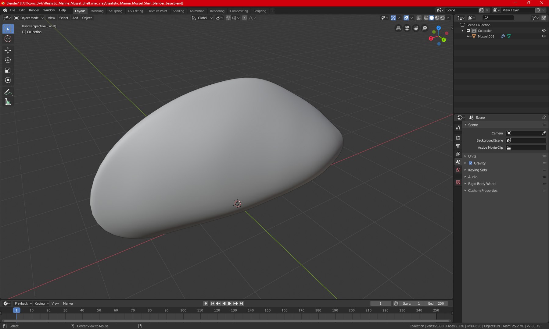 3D Realistic Marine Mussel Shell Model - TurboSquid 2227988