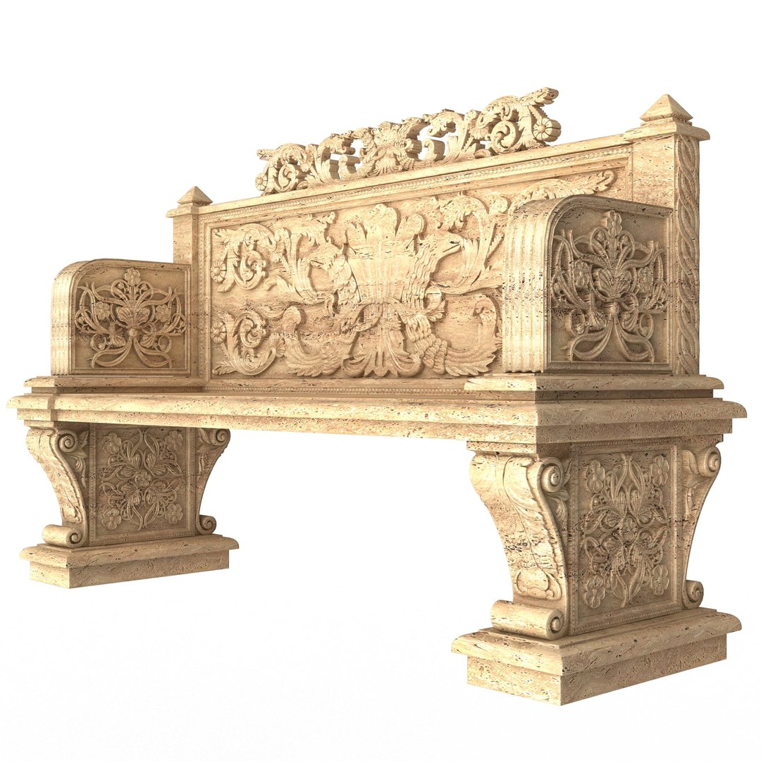 3D Stone Bench 04 Model - TurboSquid 2199597