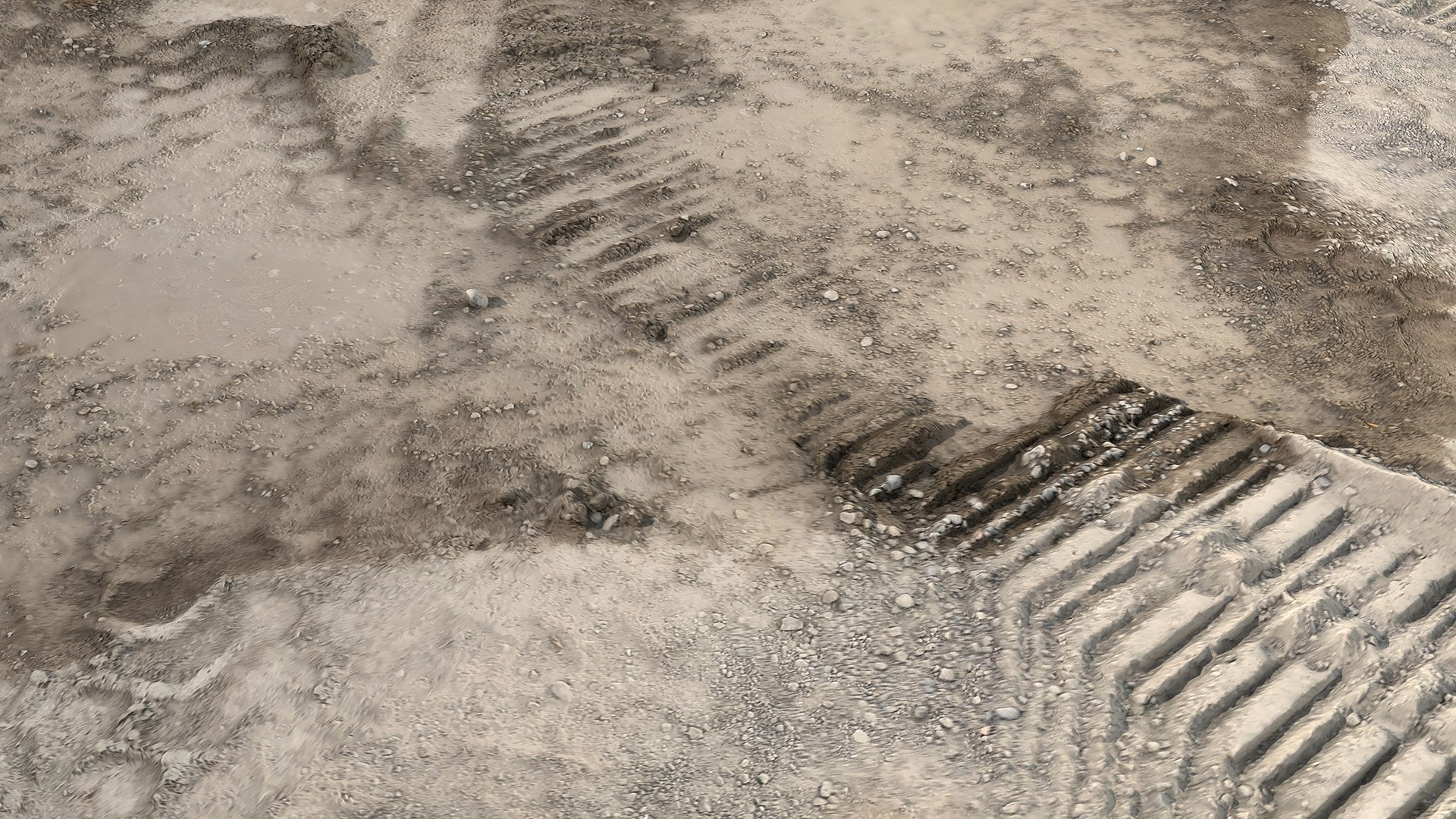 Gravel Ground Water 04 - 3D photogrammetry model scan of sand and tire ...