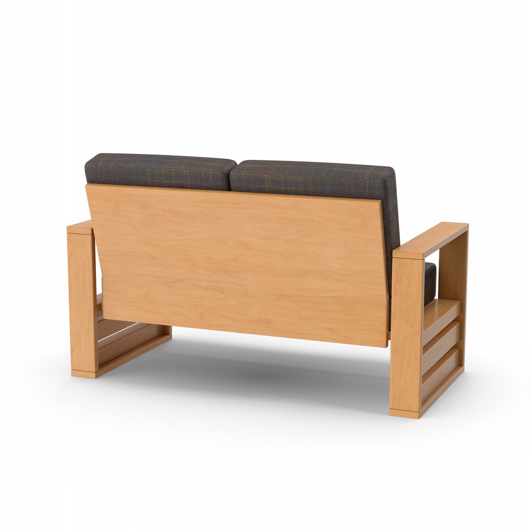 3D Wooden Double Chair - TurboSquid 1859093