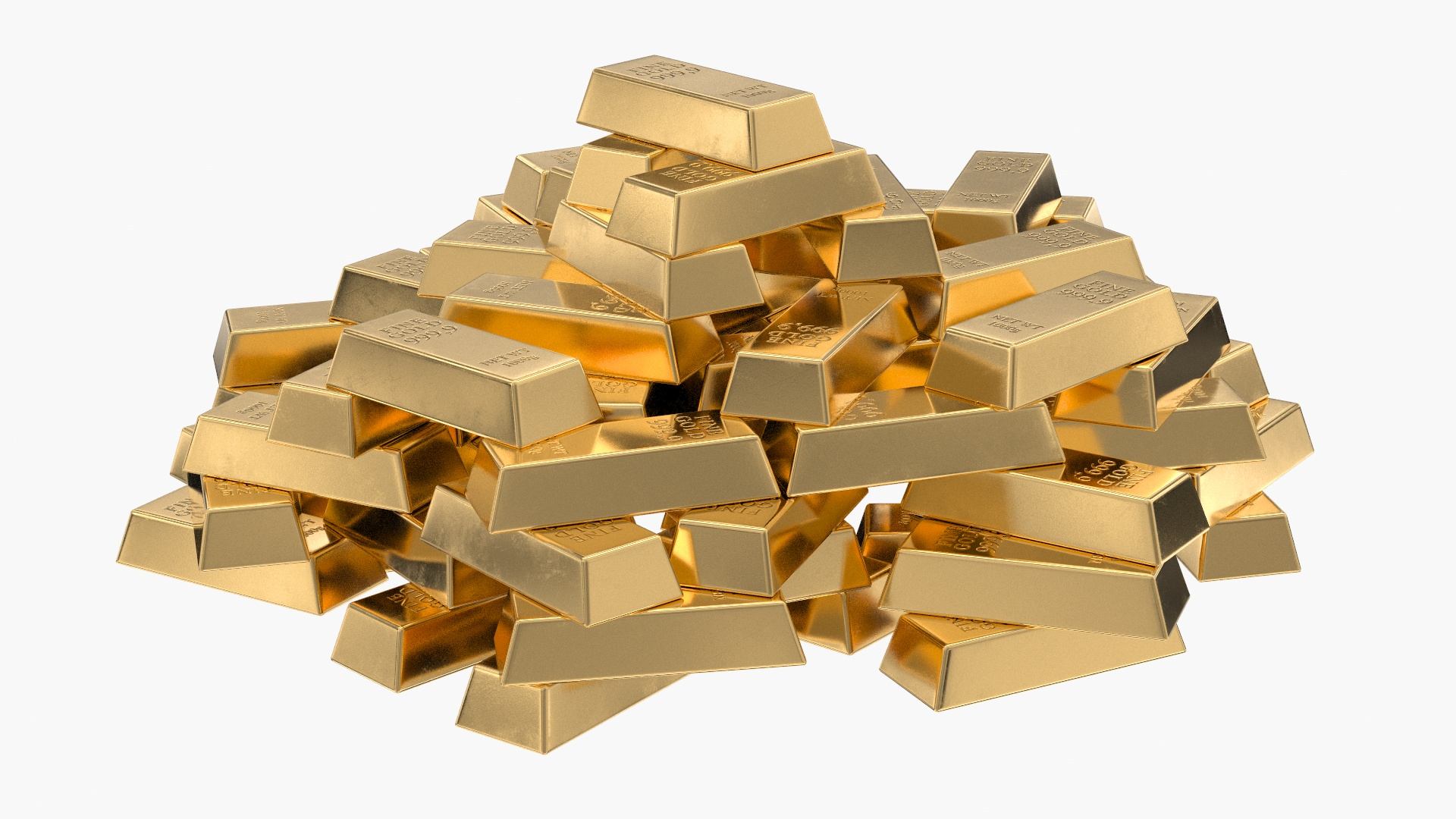 3D Model Gold Bar Big Random Stack - TurboSquid 2267359