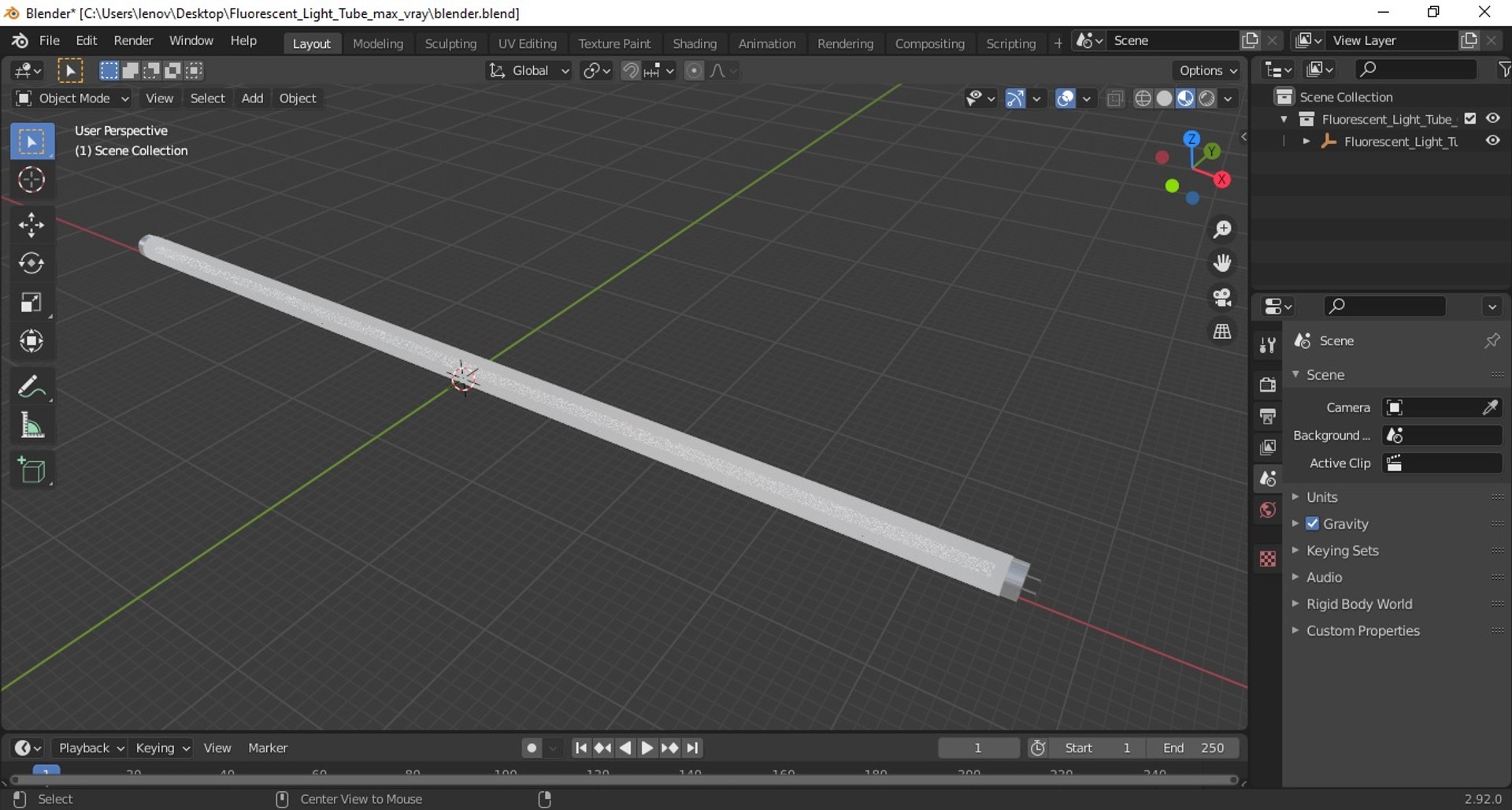 Fluorescent Light Tube Model - TurboSquid 2267782