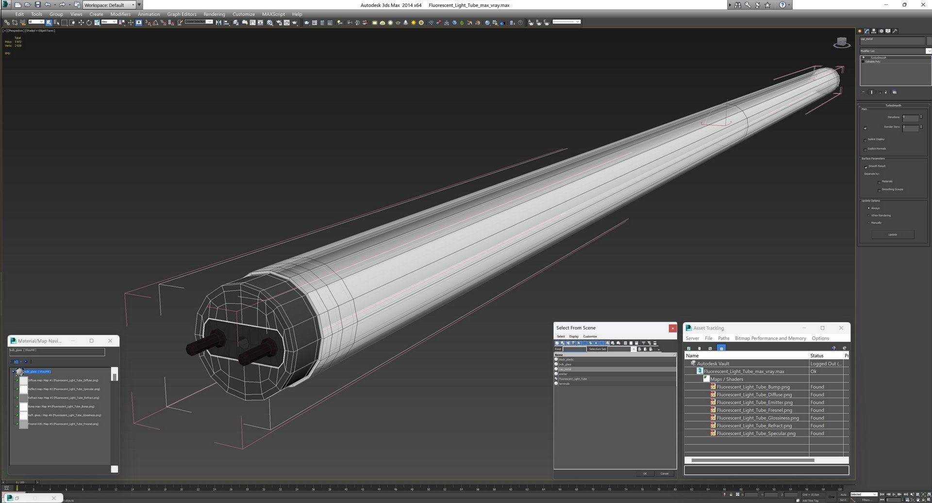 Fluorescent Light Tube Model - TurboSquid 2267782