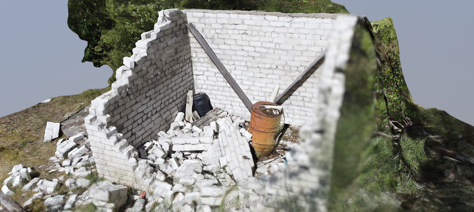 3D Wrecked Brick Building Model - TurboSquid 1846400