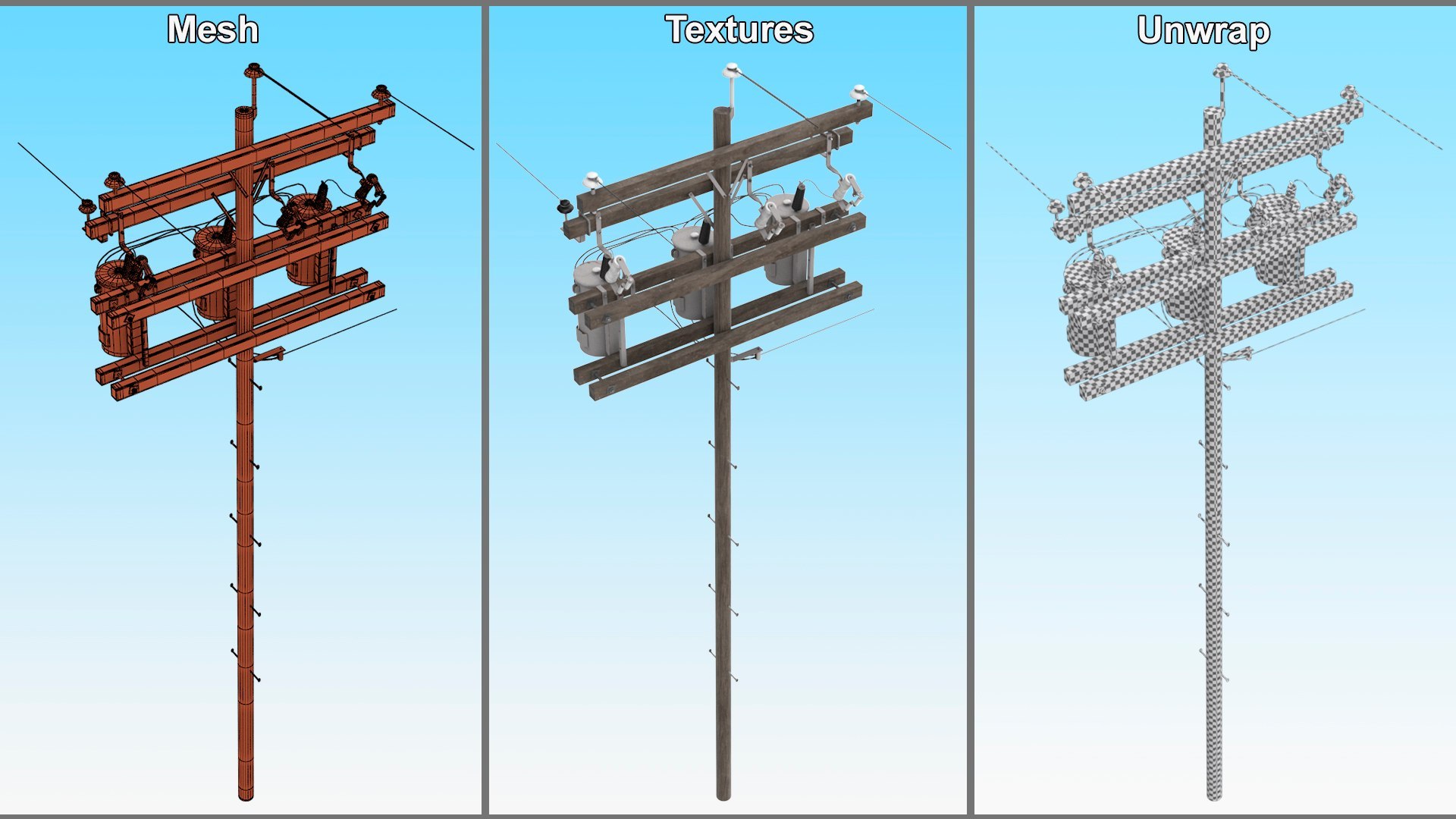 Utility Poles Collection 3D Model - TurboSquid 2346573