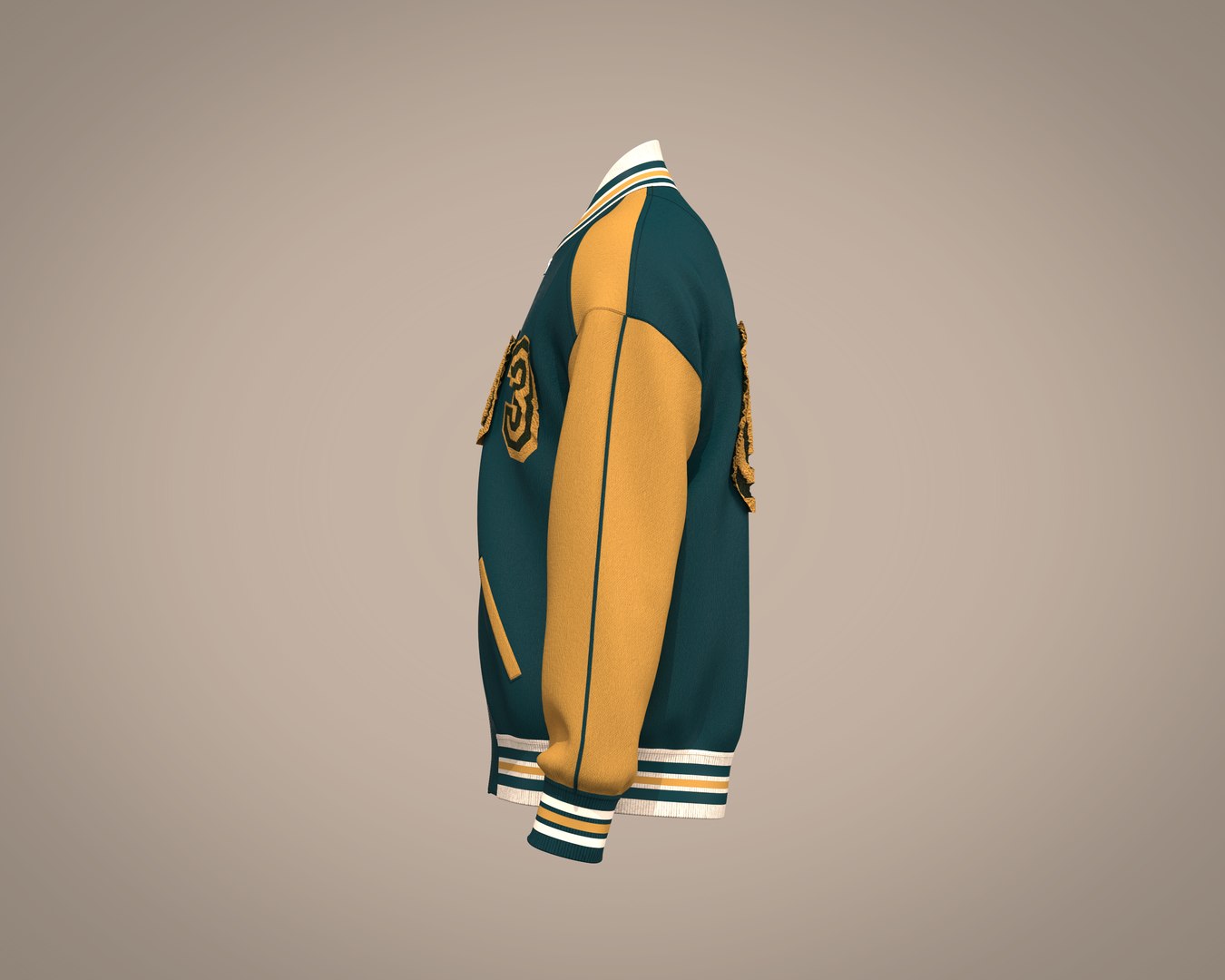 Men Letter Embroidery Striped Trim Varsity Jacket with High Neck 3D ...