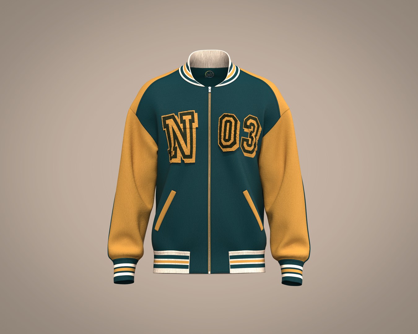 Men Letter Embroidery Striped Trim Varsity Jacket with High Neck 3D ...