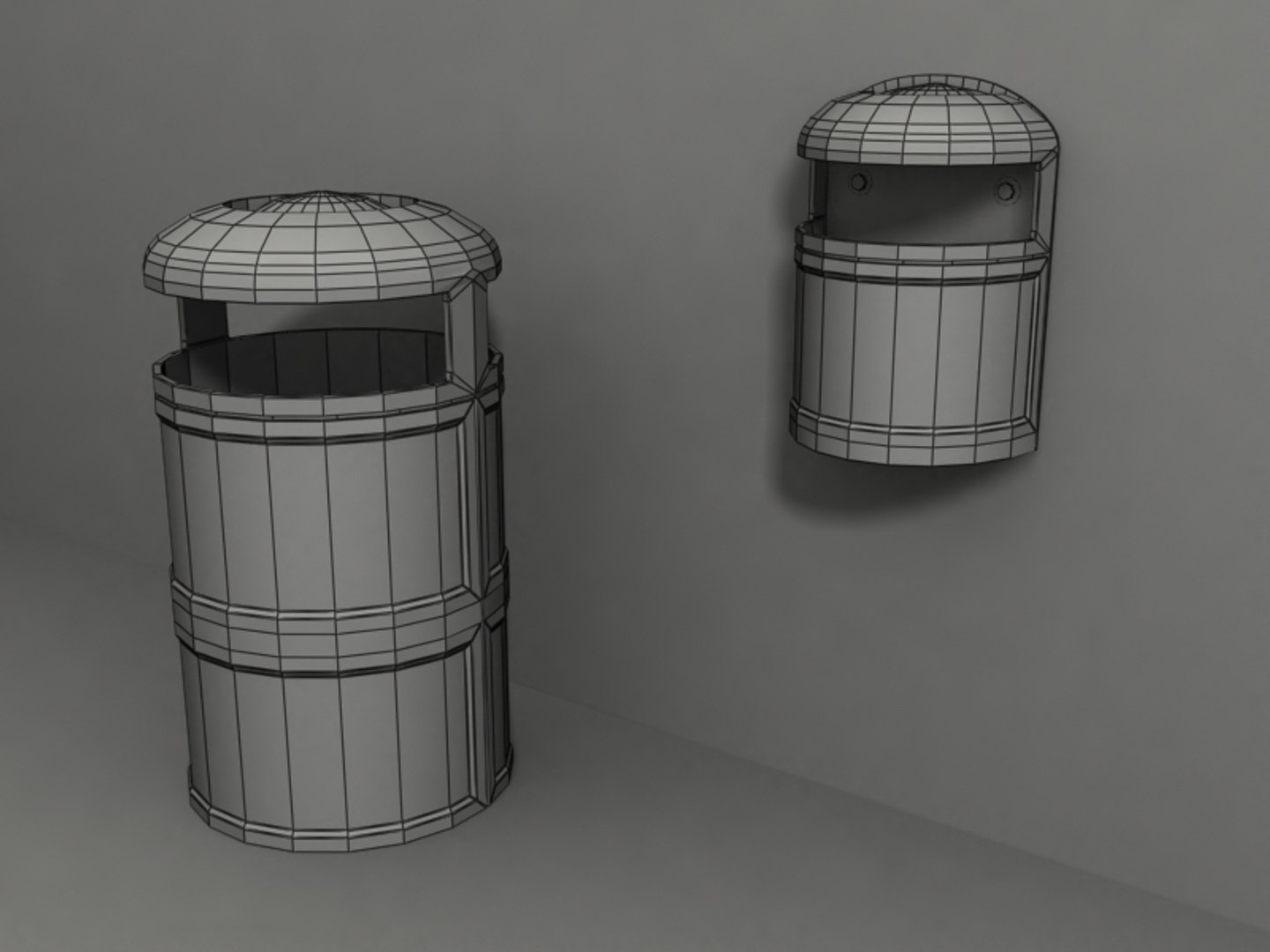 3d Model Of Metal Garbage Bins