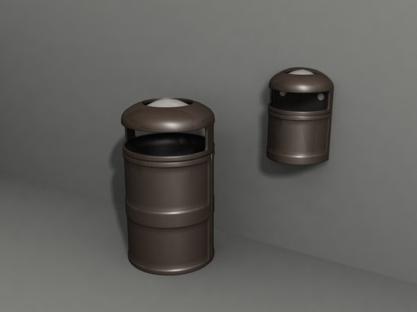 3d model of metal garbage bins