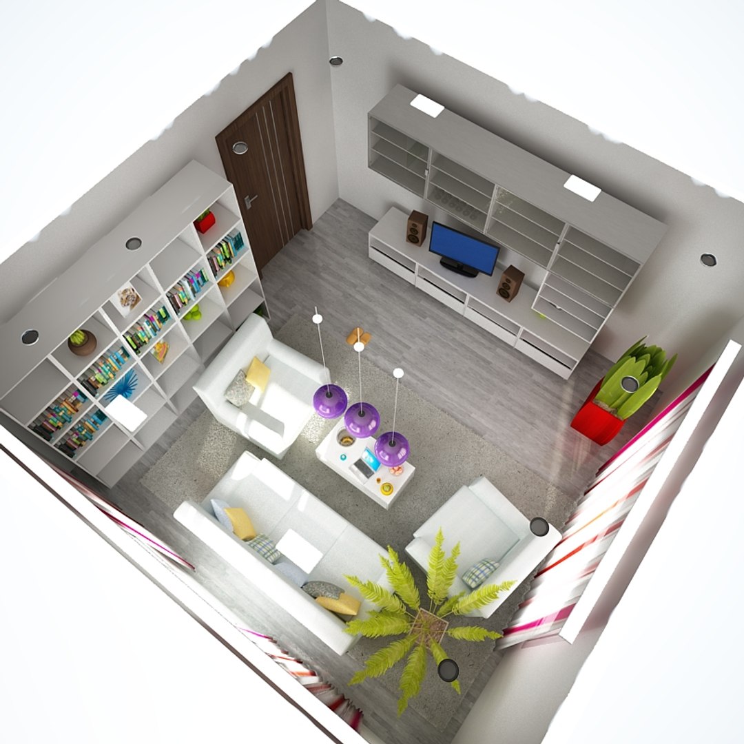 3d 3ds Interior Scene Living Room