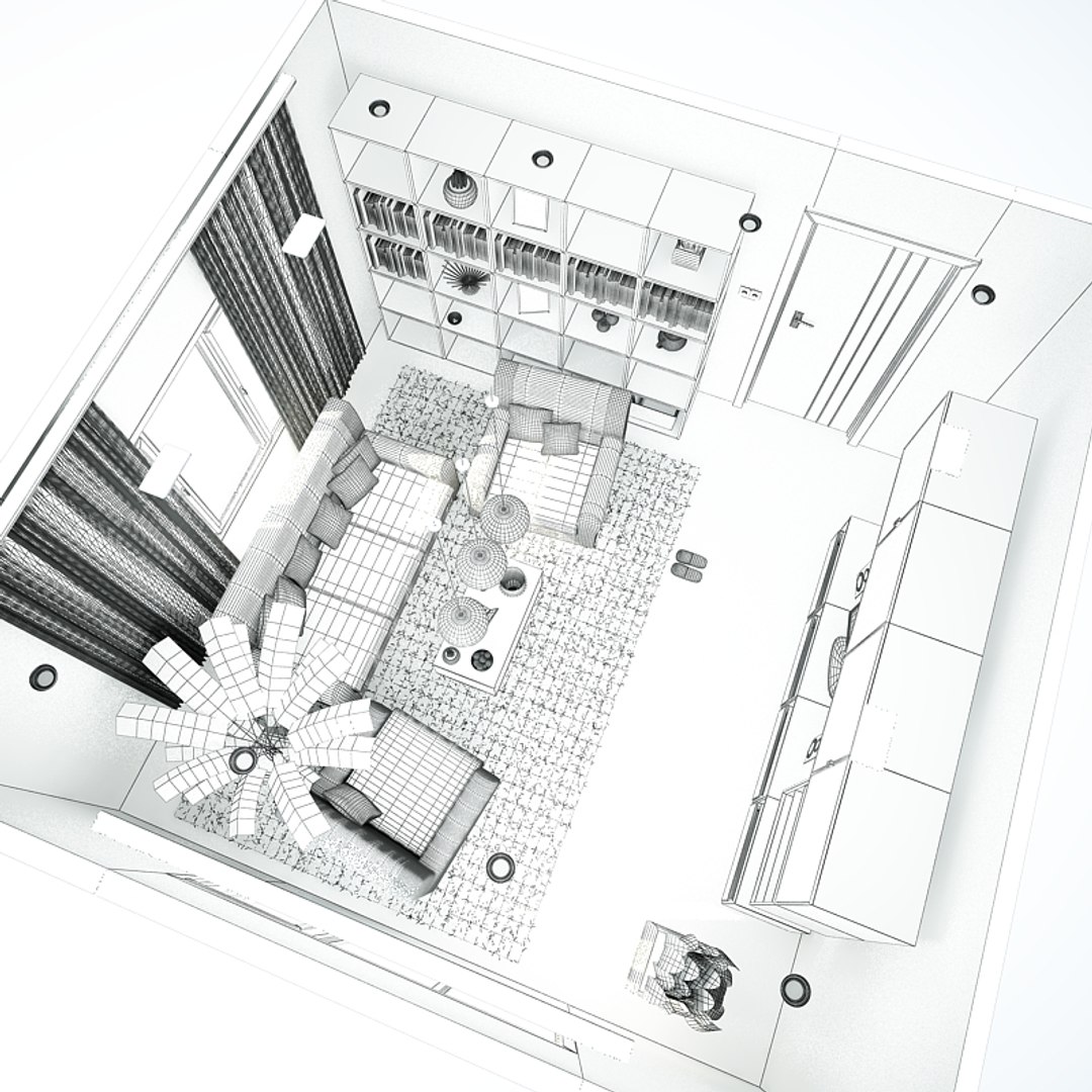 3d 3ds Interior Scene Living Room