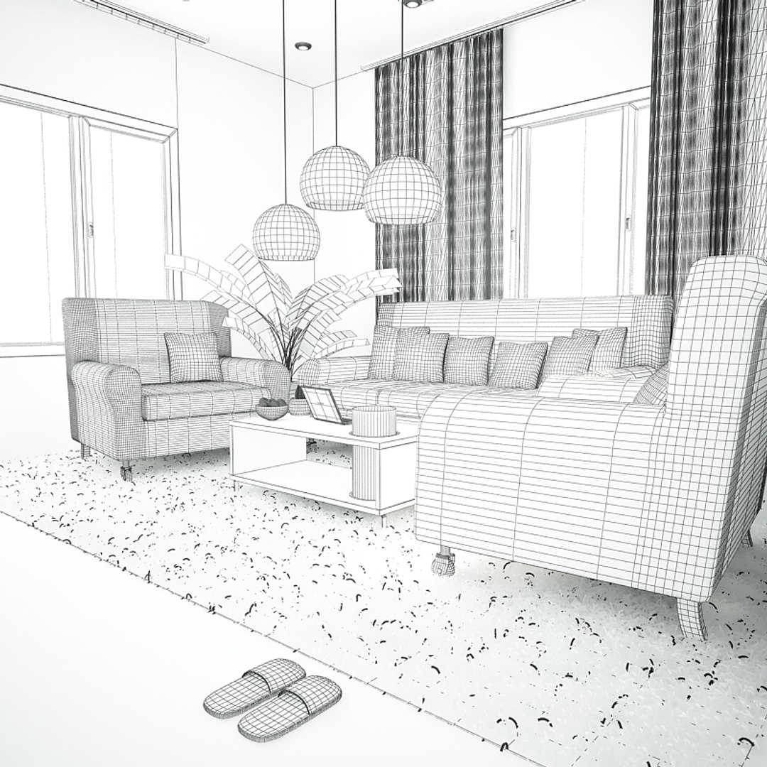 3d 3ds Interior Scene Living Room