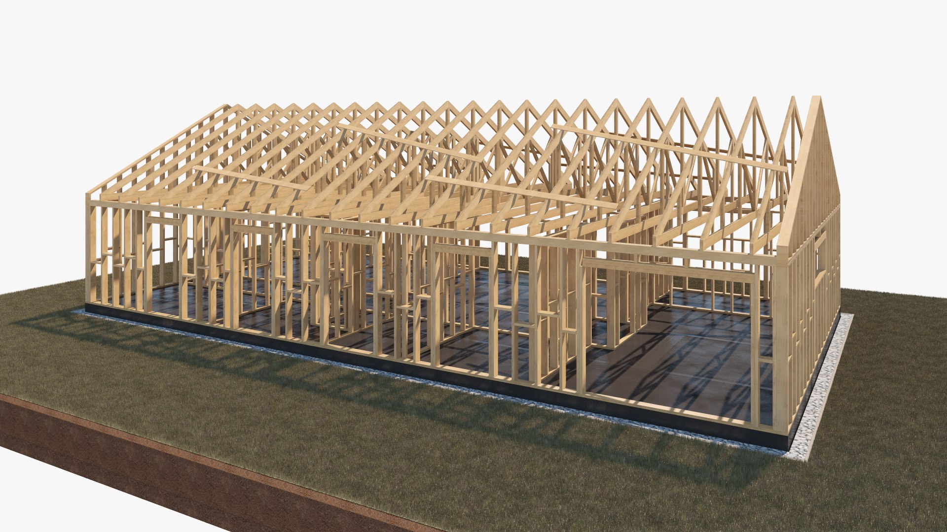 House Wooden Frame Construction 3D Model - TurboSquid 2088344