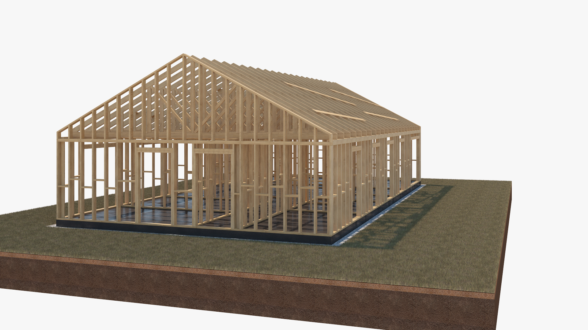 House Wooden Frame Construction 3D Model - TurboSquid 2088344
