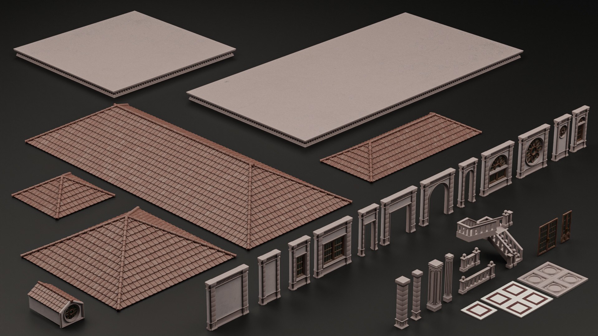 3D CLASSIC EUROPEAN KITBASH 03 MODULAR BUILDING WITH INTERIOR ...