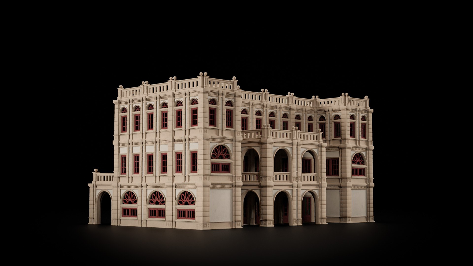 3D CLASSIC EUROPEAN KITBASH 03 MODULAR BUILDING WITH INTERIOR ...