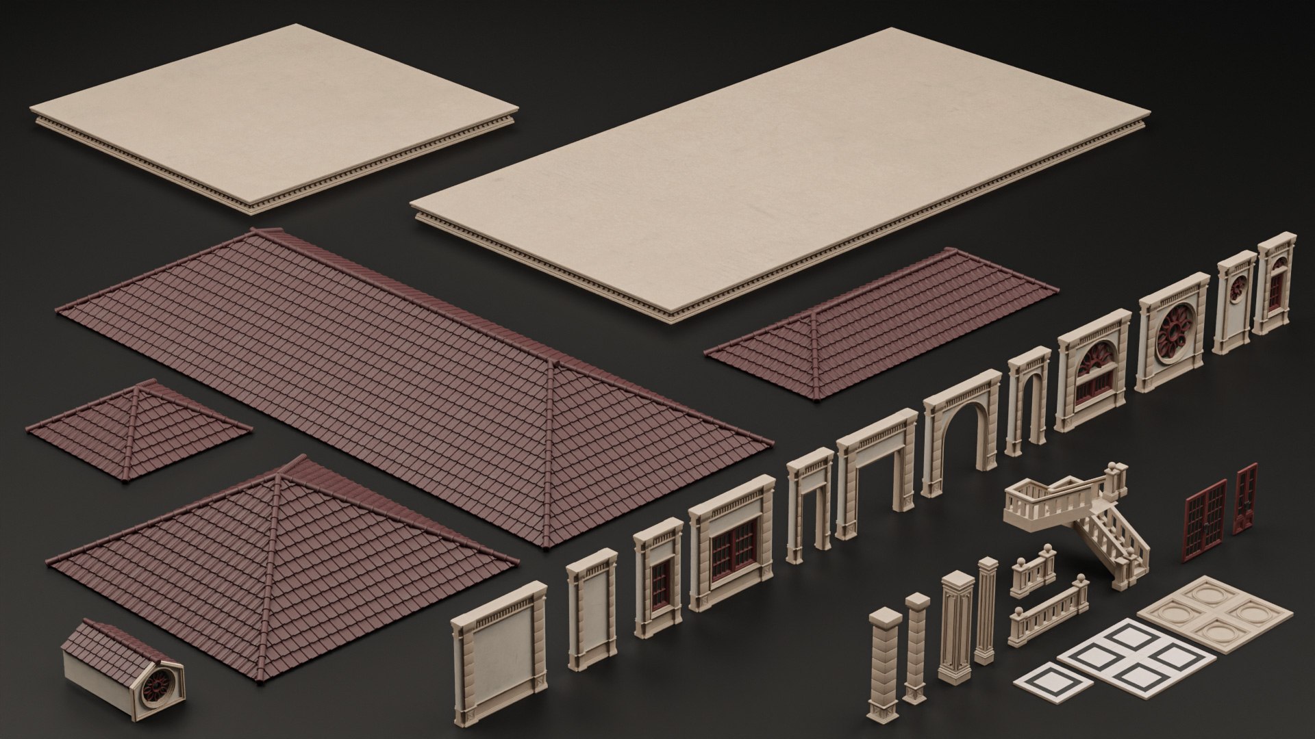 3D CLASSIC EUROPEAN KITBASH 03 MODULAR BUILDING WITH INTERIOR ...