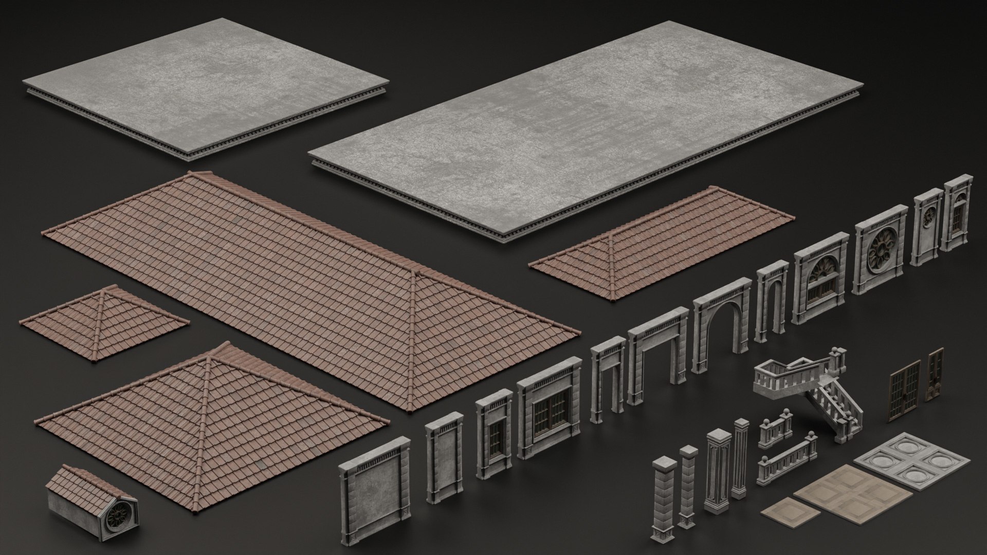 3D CLASSIC EUROPEAN KITBASH 03 MODULAR BUILDING WITH INTERIOR ...