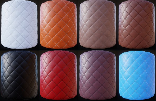 modèle 3D de Textures en cuir cousues et perforées sans couture ...