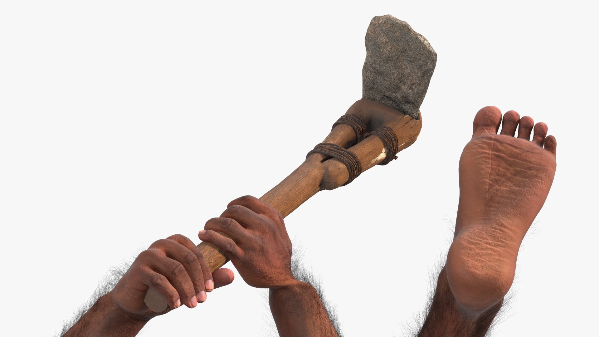 Homo Erectus With A Prehistoric Stone Hoe Fur 3D - TurboSquid 2169491