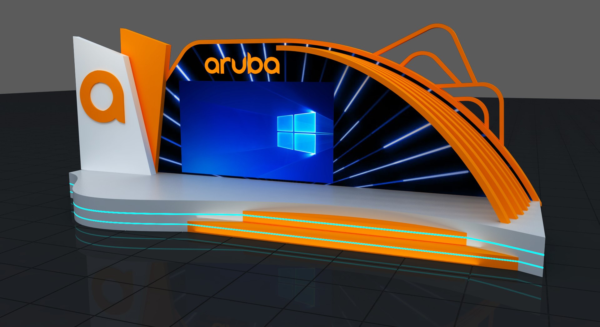 3D 2 SIDE OPEN STAND 8X3 - TurboSquid 1980620